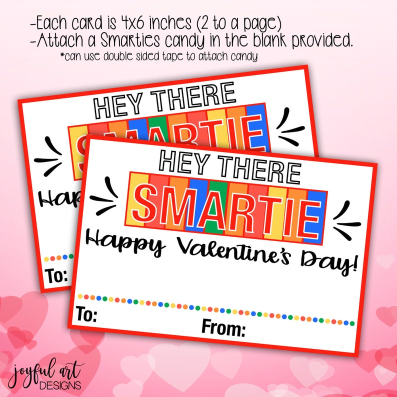 Hey Smartie Valentine Card / Classroom Valentines / | Etsy
