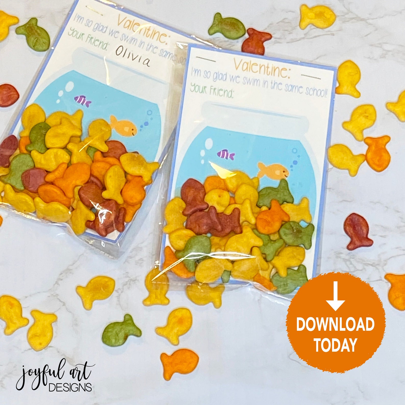 Goldfish Valentine Card / Classroom Valentines / | Etsy