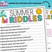 Summer Riddles Game / Summer Party Game / Printable Summertime Game ...