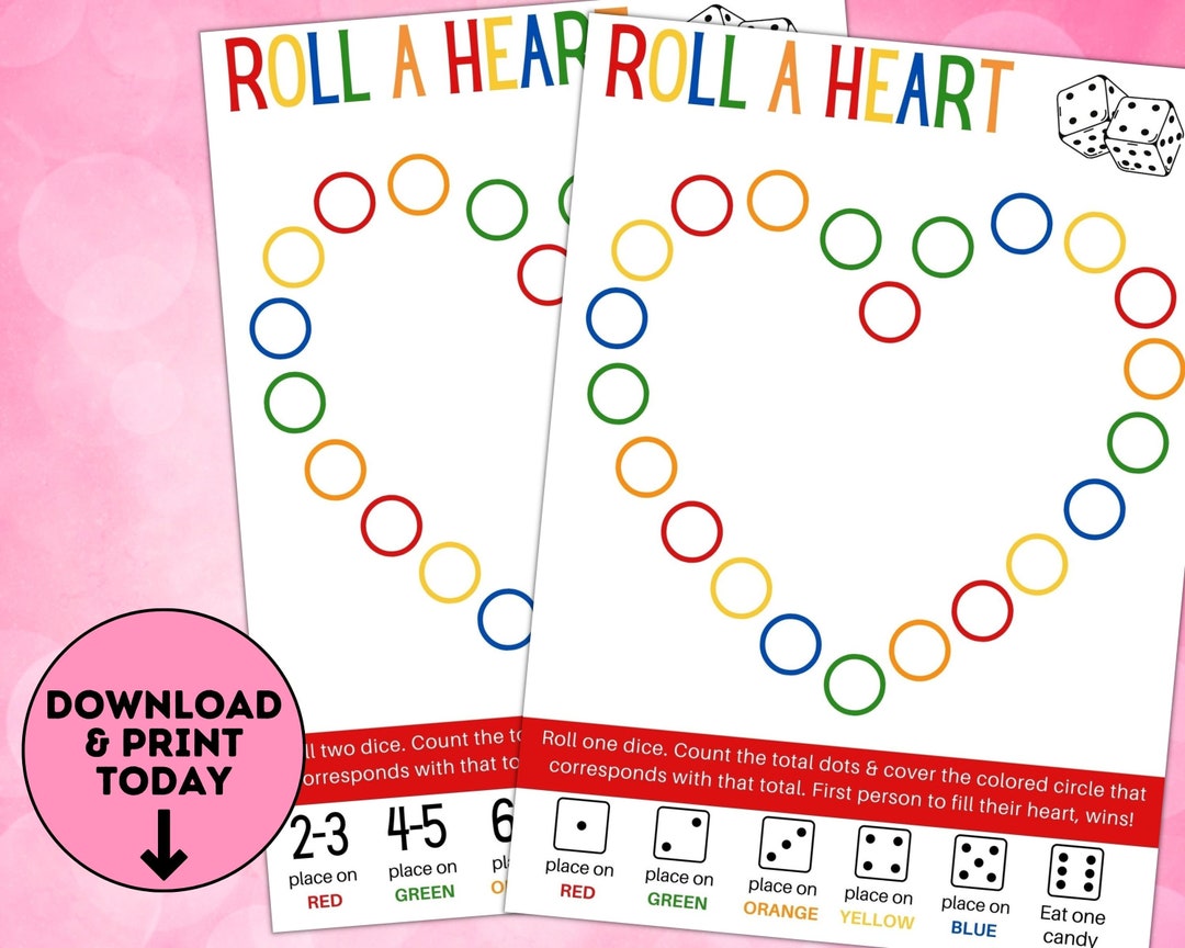 Valentine's Day Game / Roll A Heart Candy Dice Game / Valentine's Day ...
