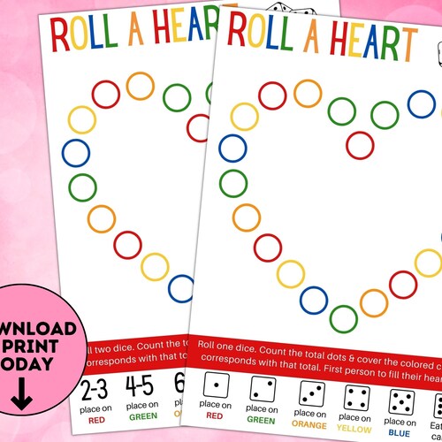 Valentine's Day Roll a Love Bug Dice Game Printable Fun - Etsy