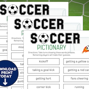 Soccer Pictionary / Soccer Party Pictionary / Printable Soccer Team ...