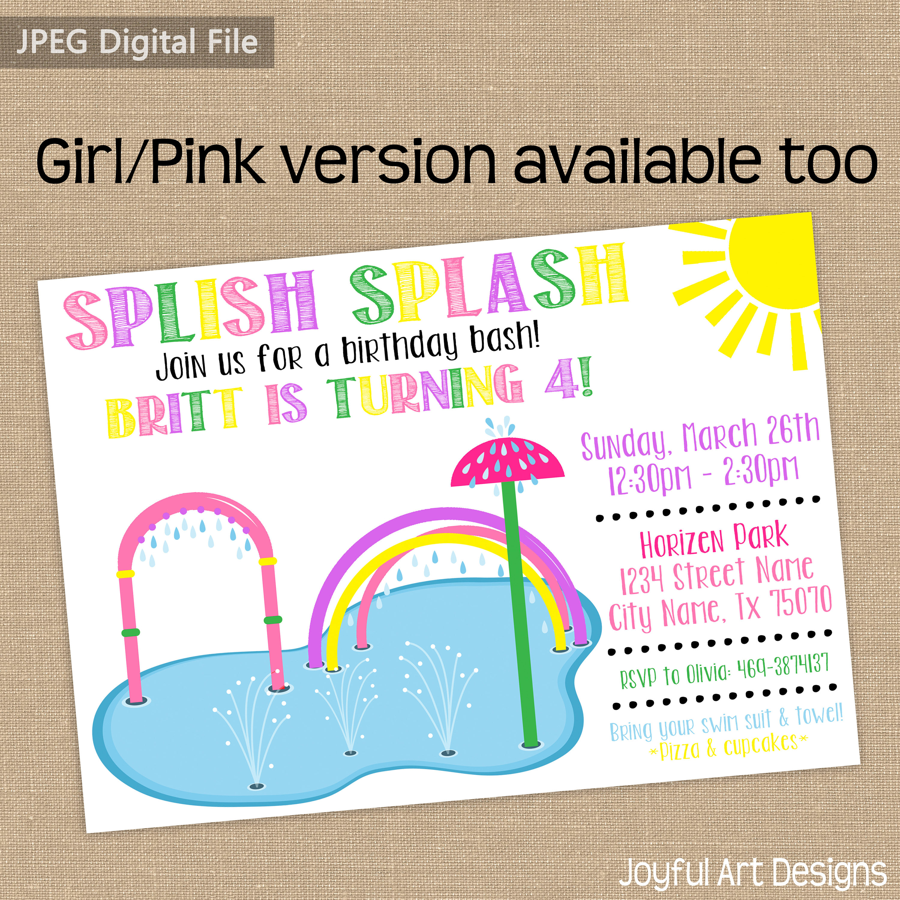 Splash Pad Party Invitation. Park Birthday Party Invite. Party Decor ...