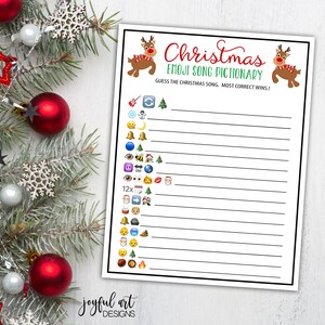 Christmas Song Emoji Pictionary Game / Christmas Party Games / | Etsy