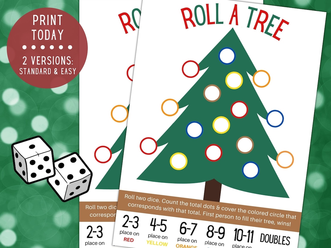 Christmas Games for Kids Roll A Tree Dice Game Christmas - Etsy
