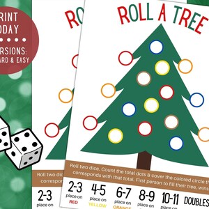 Christmas Games for Kids Roll A Tree Dice Game Christmas - Etsy