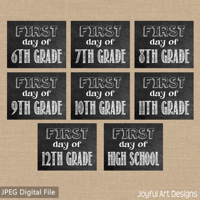 First Day of High School Chalkboard PRINTABLE Sign. 6th Thru - Etsy