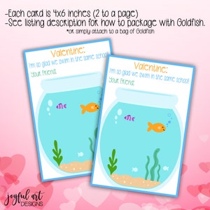 Goldfish Valentine Card / Classroom Valentines / Valentine's Ideas for ...