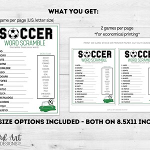 Soccer Word Scramble Game / Printable Soccer Team Party Games / Soccer ...