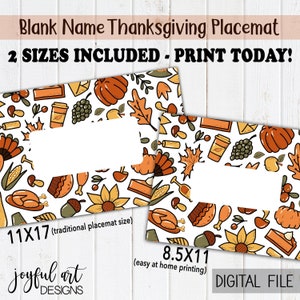 Printable Thanksgiving Placemat, Fall Table Decor, Fall Placemat ...