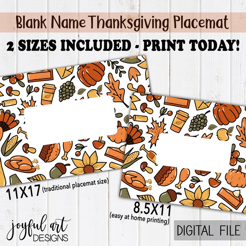 Printable Thanksgiving Placemat Fall Table Decor Fall - Etsy