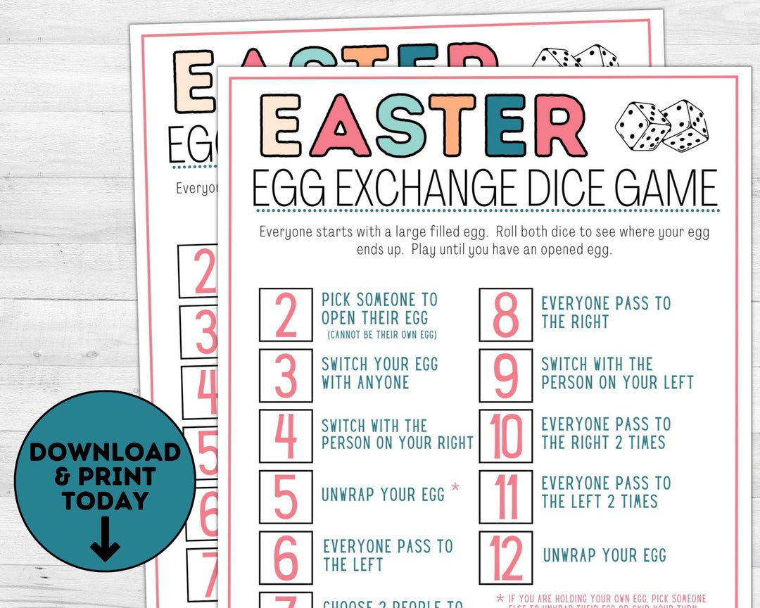 Easter Egg Gift Exchange Dice Game / Roll the Dice Easter Egg Exchange ...