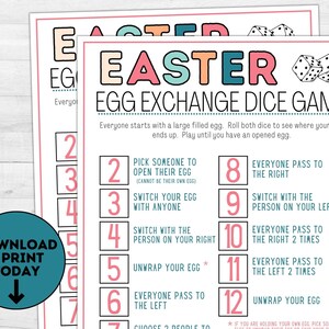 Easter Egg Gift Exchange Dice Game / Roll the Dice Easter Egg Exchange ...