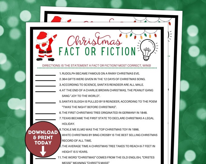Christmas Fact or Fiction Game | Fact or Fable Christmas Party Game ...