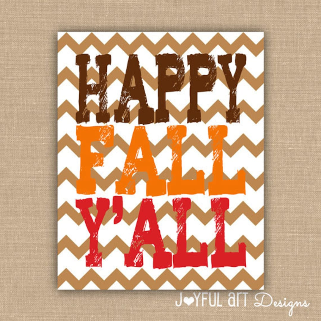 Happy Fall Y'all PRINTABLE. Customized Fall Decor. Chevron - Etsy