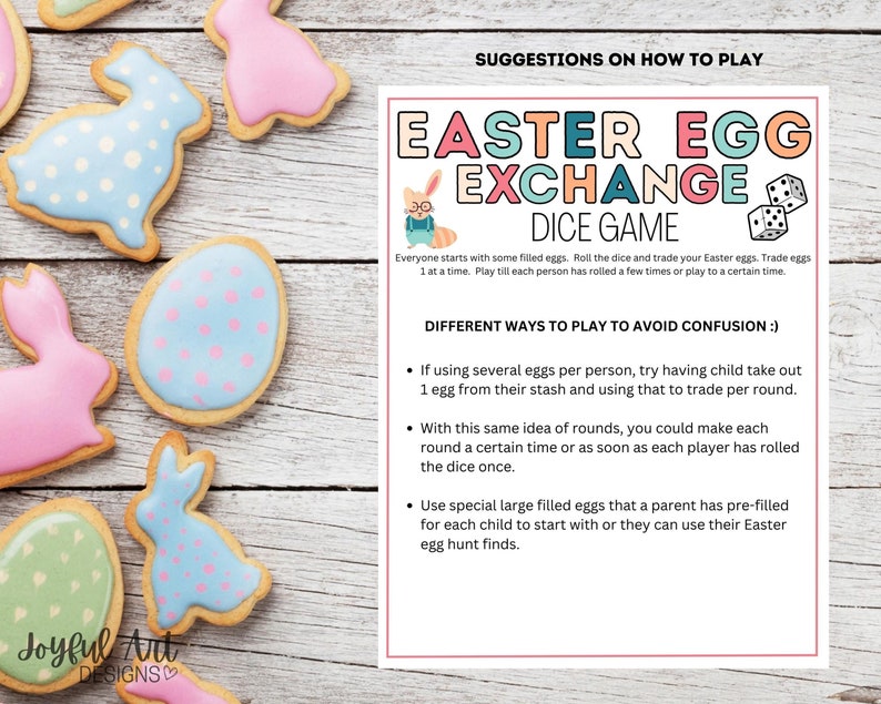 Easter Egg Exchange Dice Game / Easter Party Games / Printable Easter ...