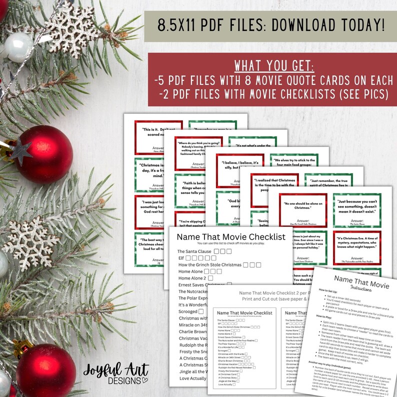 Name That Movie Christmas Game Guess the Christmas Movie - Etsy