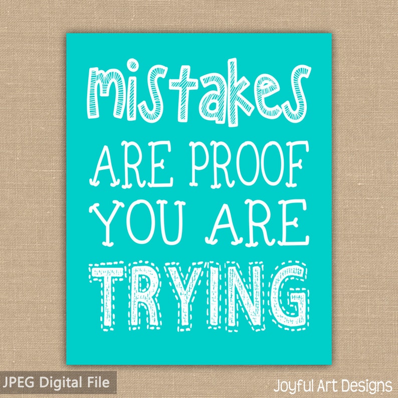 Classroom Poster Sign. Mistakes Are Proof You Are Trying. - Etsy