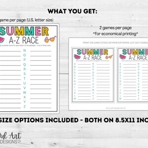 Summer Alphabet Game / Summer Party Game / Printable Summertime Game ...