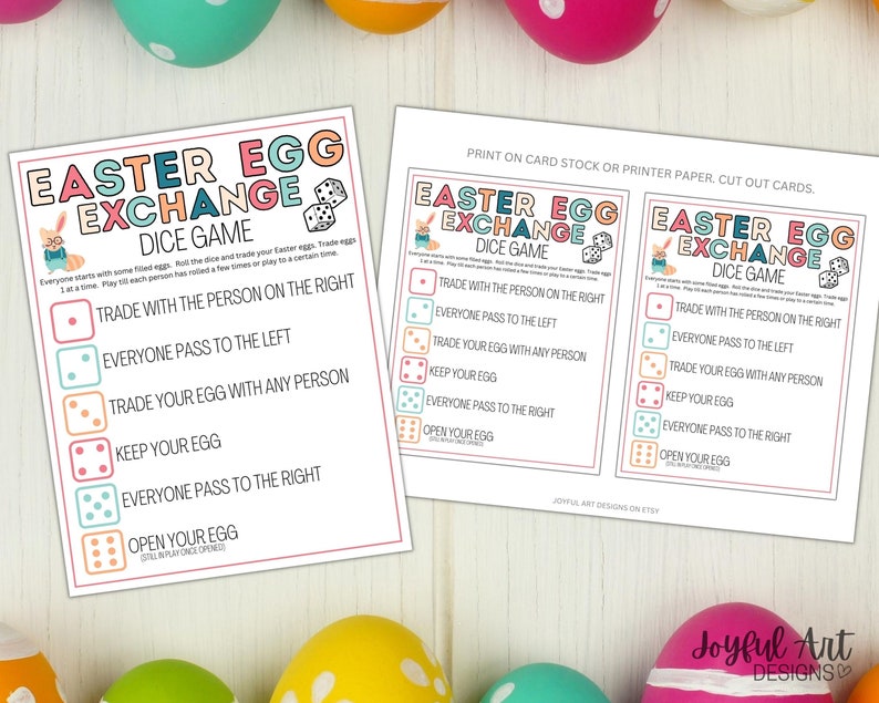 Easter Egg Exchange Dice Game / Easter Party Games / Printable Easter ...