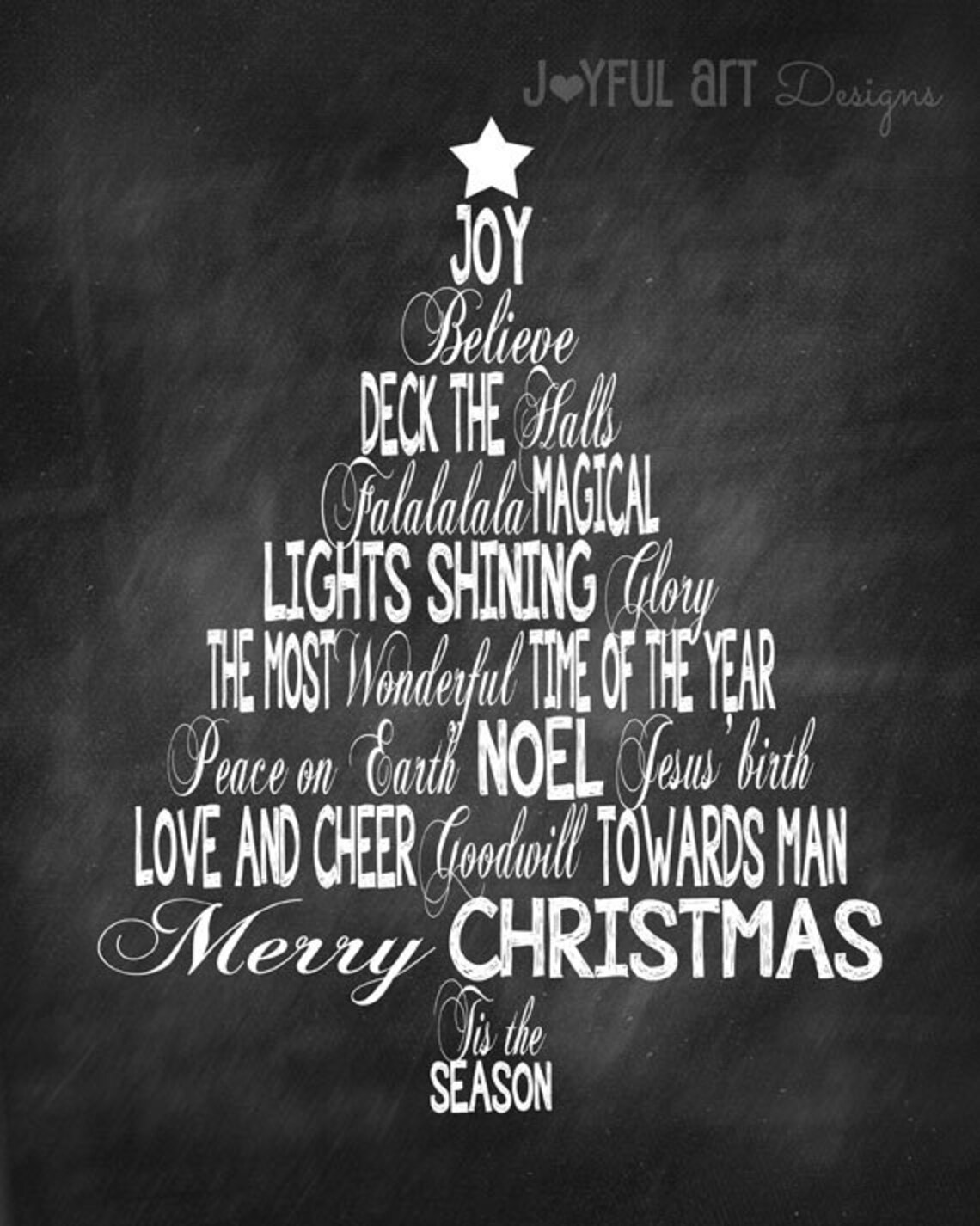 Christmas Sign on Chalkboard PRINTABLE. Christmas Tree. - Etsy