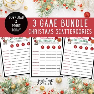 Christmas Scattergories Game, Christmas Party Games, 3 Games Bundle ...