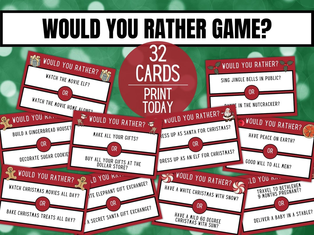 Would You Rather Game, Kids Christmas Activities, Office Party Games ...