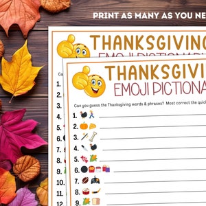 Thanksgiving Emoji Pictionary Game / Thanksgiving Printable Games ...