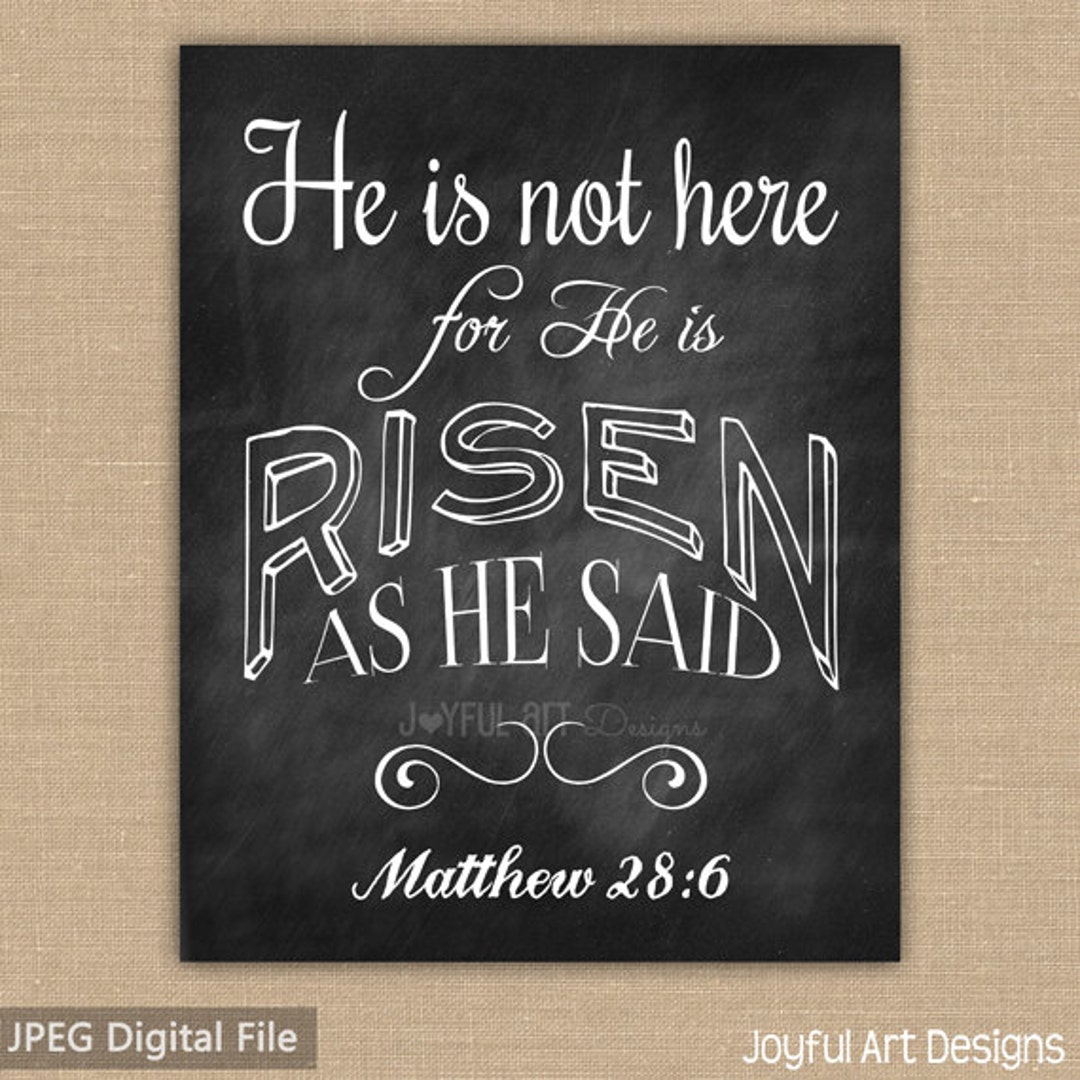 He is Risen Easter PRINTABLE. He is Not Here Matthew 28:6 Scripture ...