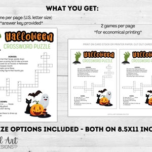 Halloween Crossword Puzzle / Halloween Party Games / Printable ...