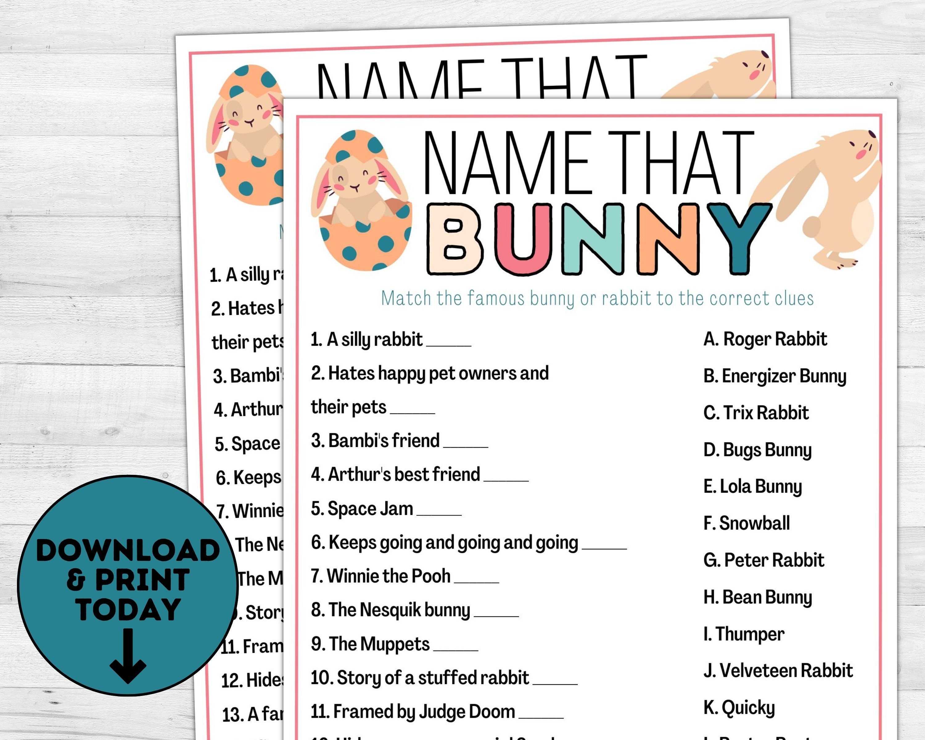 Name That Bunny Game / Easter Party Games / Printable Easter Games ...