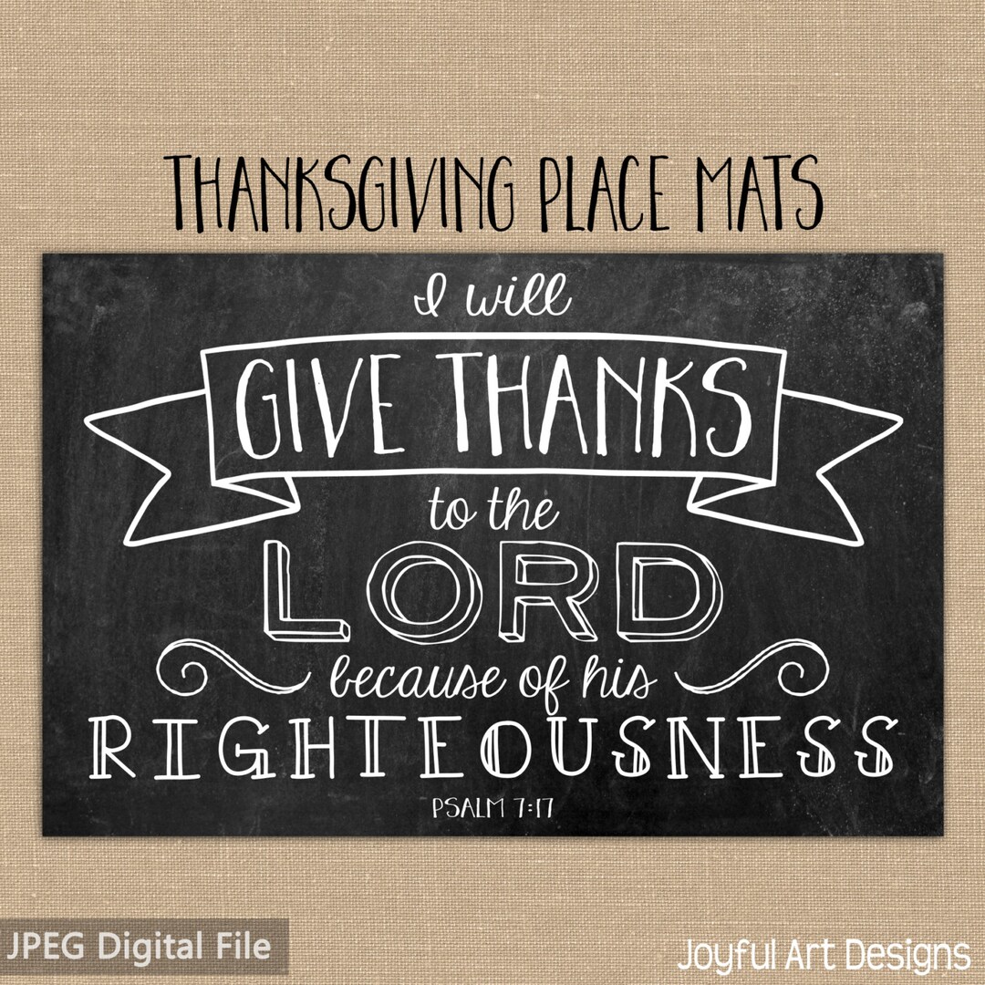Thanksgiving Placemats Printables. Chalkboard Placemats. I Will Give ...