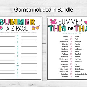 Summer Game BUNDLE / Summer Party Games / Printable Summertime Games ...