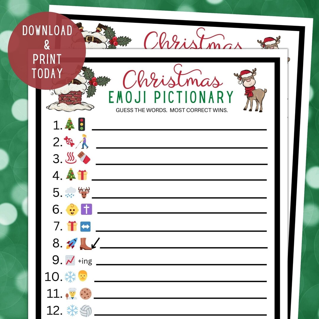 Christmas Emoji Pictionary Game Christmas Party Games Fun - Etsy
