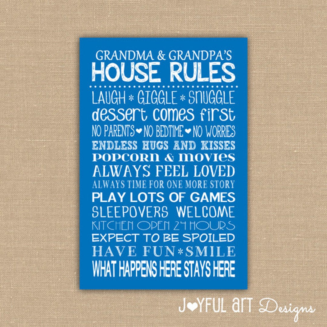 Grandparent's House Rules Sign PRINTABLE. Personalized and Customized ...