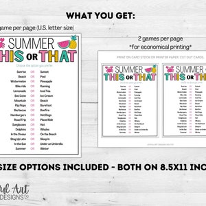 Summer This or That / Summer Party Game / Printable Summertime Game ...