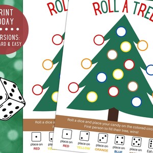 Christmas Games for Kids Roll A Tree Dice Game Christmas - Etsy