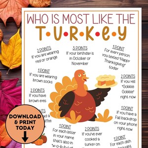 Thanksgiving Turkey Game / Fun Thanksgiving Game / Icebreaker Activity ...