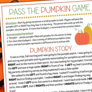 Pass the Pumpkin Game / Halloween Printable / Left Right Game ...