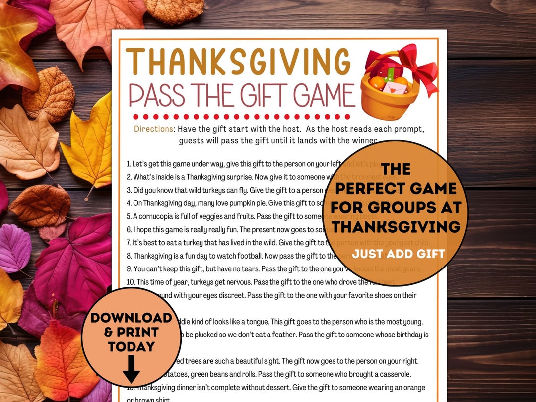 Thanksgiving Pass the Gift / Pass the Present Game / Thanksgiving Game ...