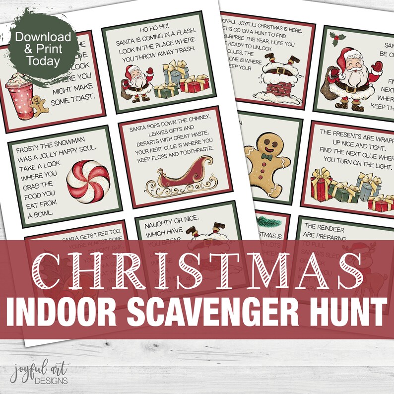 Indoor Christmas Treasure Hunt, Kids Christmas Activities, Indoor ...