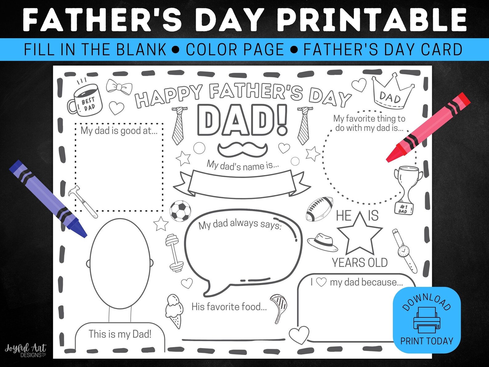 Father's Day Card \ Fill in the Blanks \ All About Dad Printable \ Dad ...