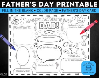 All About My Dad Printable Father's Day Gift Idea Dad - Etsy