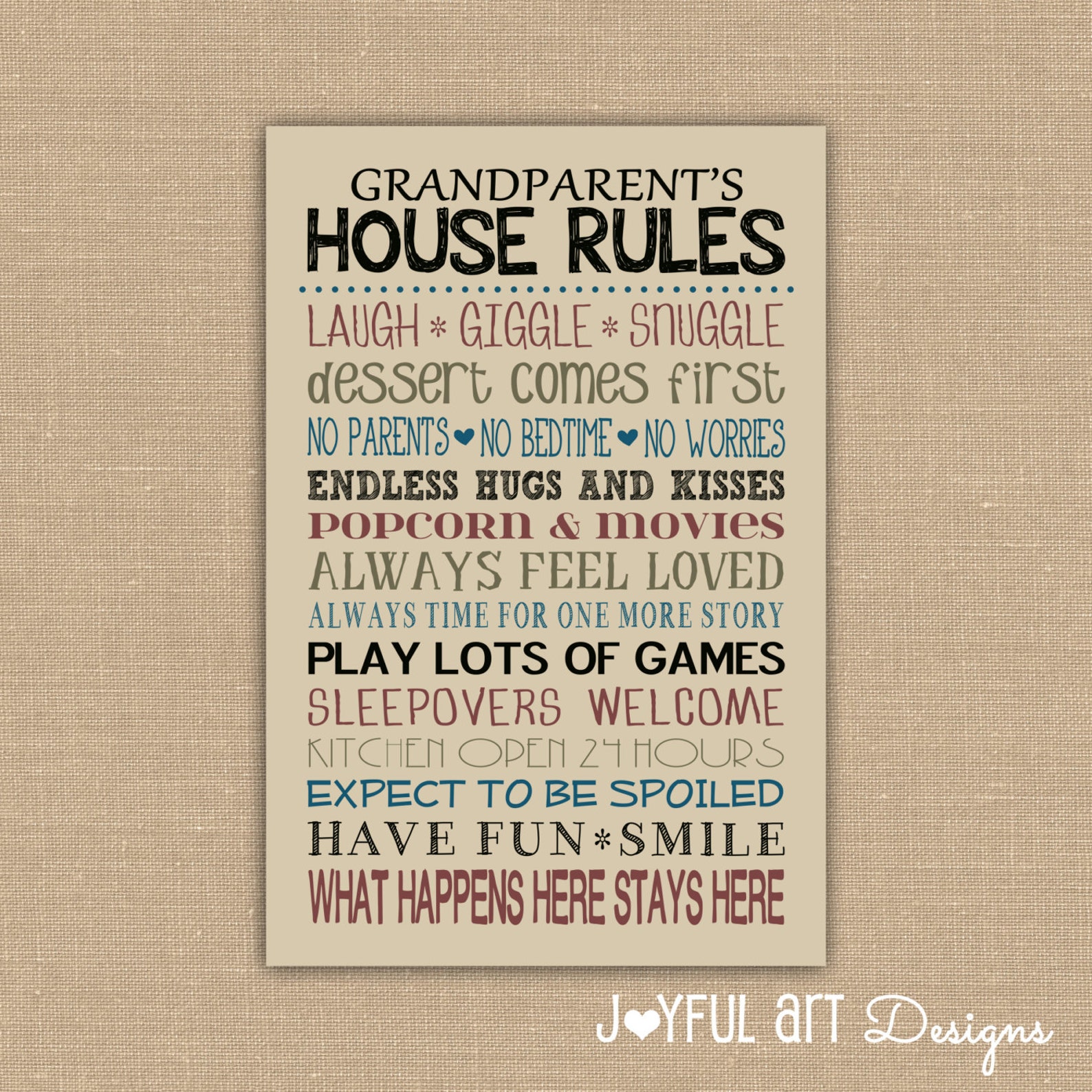 Grandparent's House Rules Sign PRINTABLE. Personalized and Customized ...