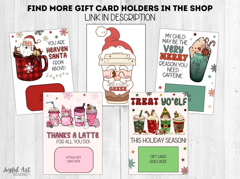 Santa Coffee Gift Card Holder Printable / Funny Christmas Teacher Gift ...