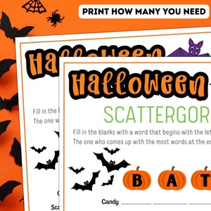 Halloween Scattergories / Halloween Party Games / Printable Halloween ...