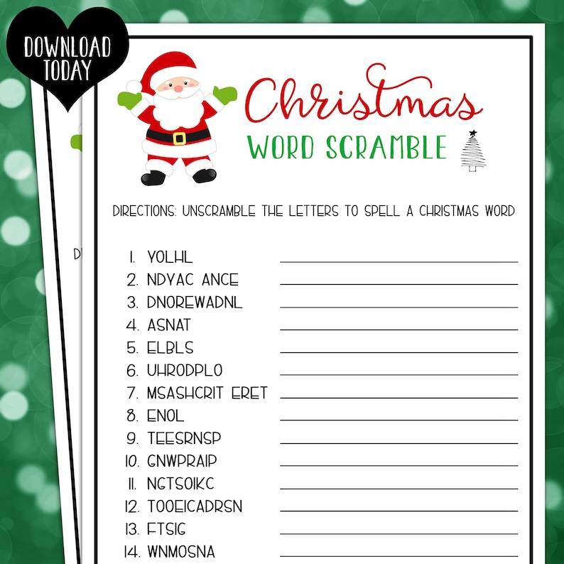 Christmas Word Scramble / Christmas Party Games / Holiday Games / Fun ...