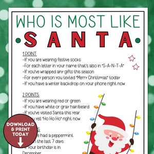 Christmas Icebreaker Game, Who is Most Like Santa, Office Christmas ...