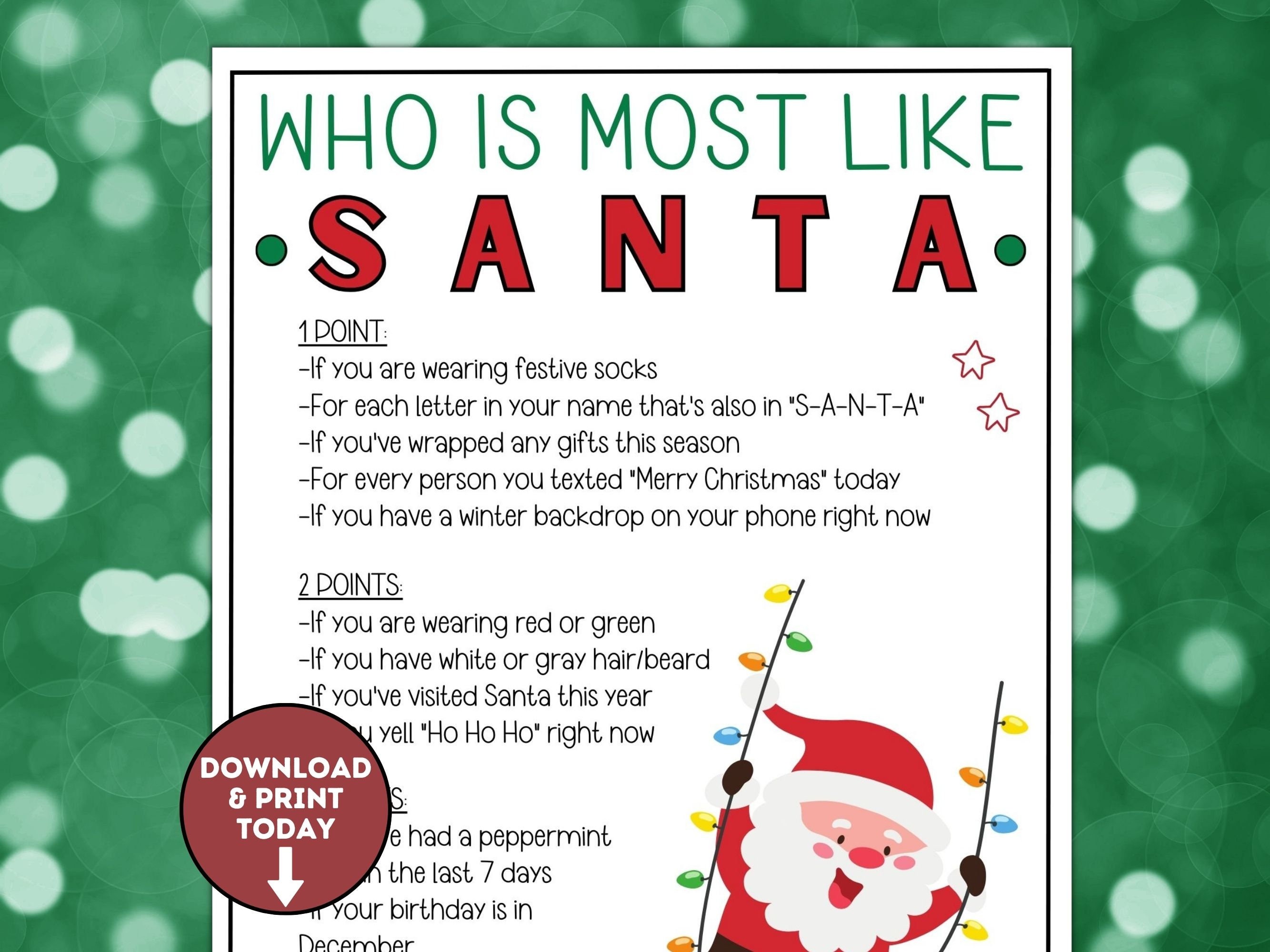 Christmas Icebreaker Game, Who is Most Like Santa, Office Christmas ...