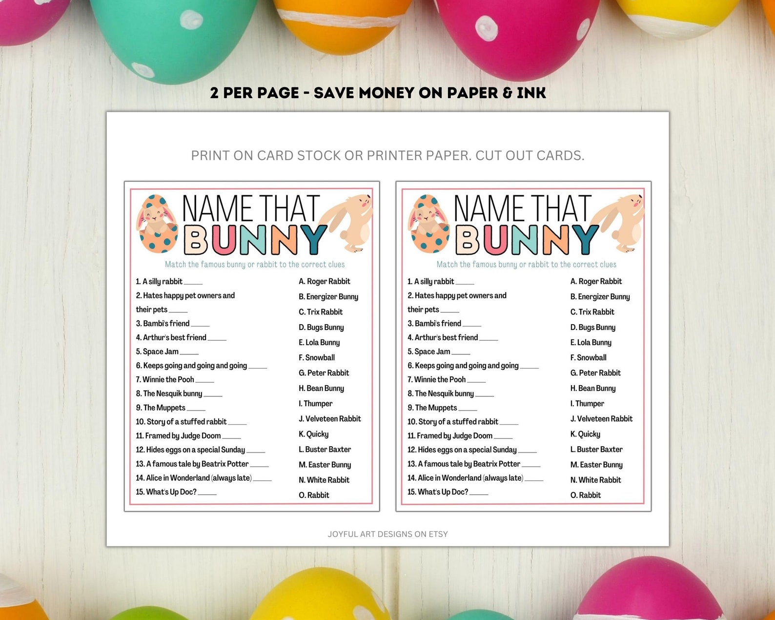 Name That Bunny Game / Easter Party Games / Printable Easter - Etsy